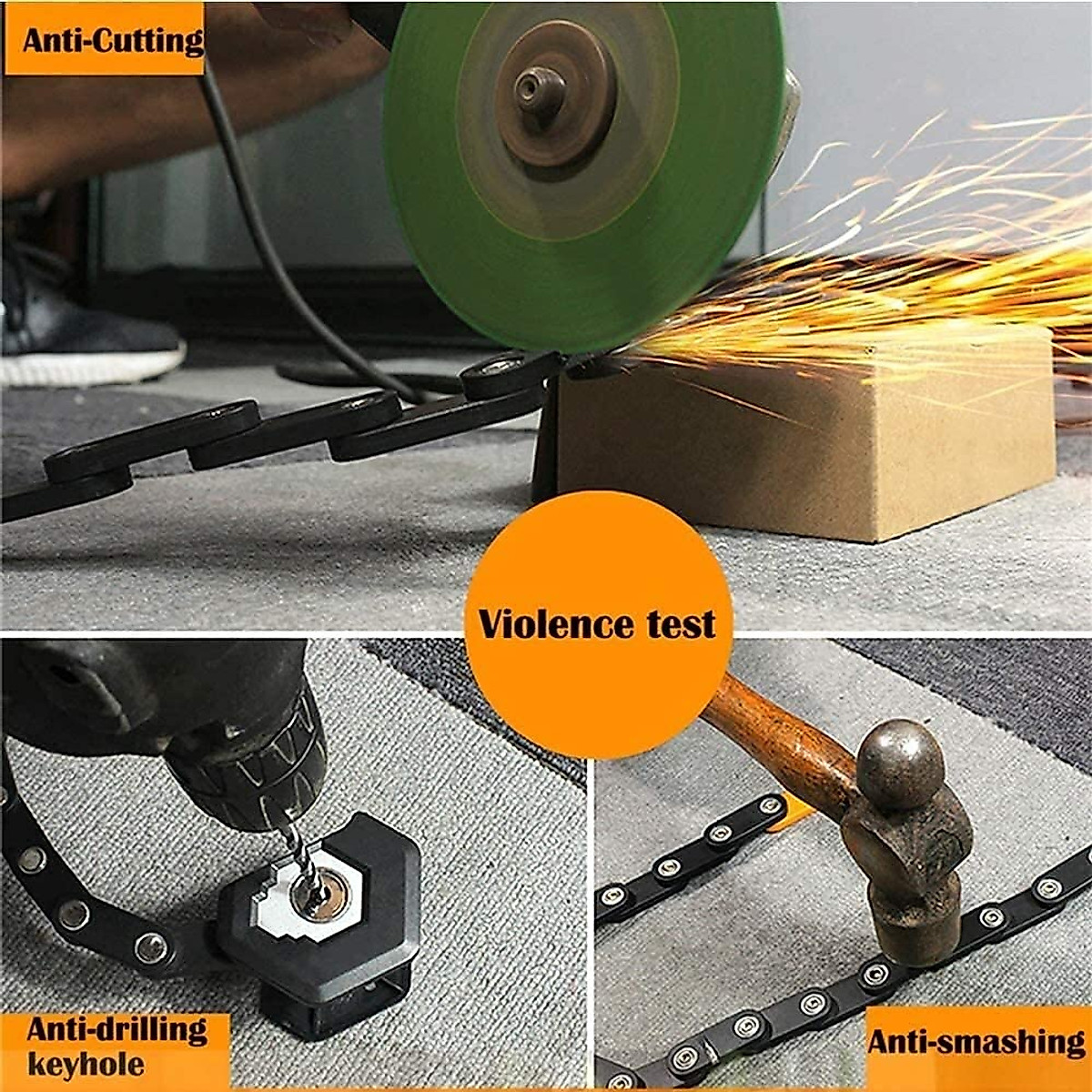 Bike Lock, Bicycle 26-Section Zinc Alloy Locks Portable Secure Against Theft Foldable Lock Bicycles Accessories