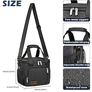 MIYCOO Insulated Lunch Bags for Men Women Lunch Bags Large Lunch Box Leakproof Soft Cooler Tote Bag (Black, 12L)