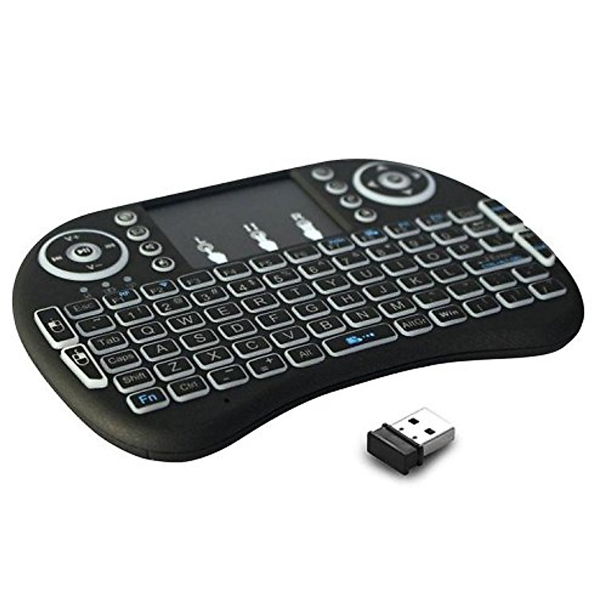 (Upgraded)Rii 2.4GHz Mini Wireless Keyboard with Touchpad,QWERTY,LED Backlit,Portable Keyboard for laptop/PC/Tablets/Windows/Mac/TV/Xbox/PS3/Raspberry Pi .(i8+ Black)