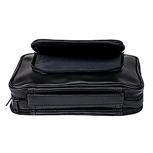 Black Leather Like Reinforced Bible Cover Case with Handle and Stationary, X-Large