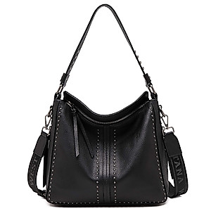 Montana West Genuine Leather Concealed Carry Purses and Handbags for Women Handgun Tote Black MWL-G005BK