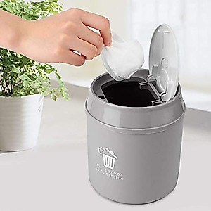 Mini Desktop Trash Can Storage Tube Push Creative Trash Can Kitchen Small Trash Bathroom Trash Blue(Gray)