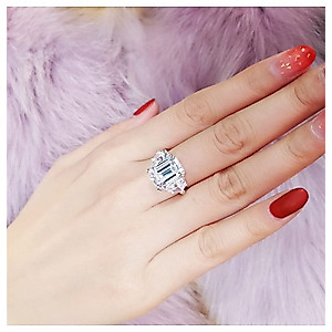 SixTwo 925 Sterling Silver Princess Square Cut 5.0 ct AAA Cubic Zirconia Rings White Crystal CZ Diamond Eternity Engagement Wedding Band Ring Promise Ring for Women ST.189 (7)