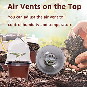 Gardenvy Plant Nursery Pots with Humidity Dome, Reusable Seed Starter Pots with Drainage Holes, Soft Transparent Plastic Gardening Cups for Seedling, 10pcs Plant Labels, 30 Sets