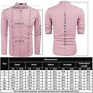 COOFANDY Men's Collarless Shirts Long Sleeve Linen Button Up Dress Shirt Casual Beach Tops Light Pink