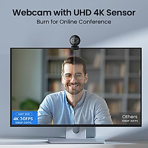 EMEET 4K Webcam for PC, S600 Webcam with Sony Sensor, 2 Noise Reduction Mics, 65°- 88° FOV, TOF Autofocus, Built-in Rotating Privacy Cover, 1080P@60FPS, Ideal for Video Calling/Zoom/Skype/Teams
