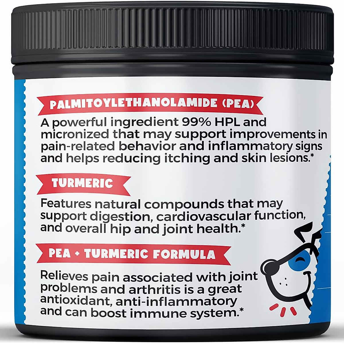 PET LOL Turmeric Curcumin for Dogs + Palmitoylethanolamide Micronized Pea 99%: 6-in-1 Hip & Joint Health with Glucosamine, Chondroitin, MSM & Hyaluronic Acid - Pet Antioxidant & Anti-Inflammatory