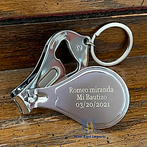 Personalized Engraved Baptism Keychains (12 PCS) - Baby Angel Key Ring with Nail Clipper and Bottle Opener Party Favors for Baby Boys and Girls Recuerdos Bautizo Customized Gift for Guest