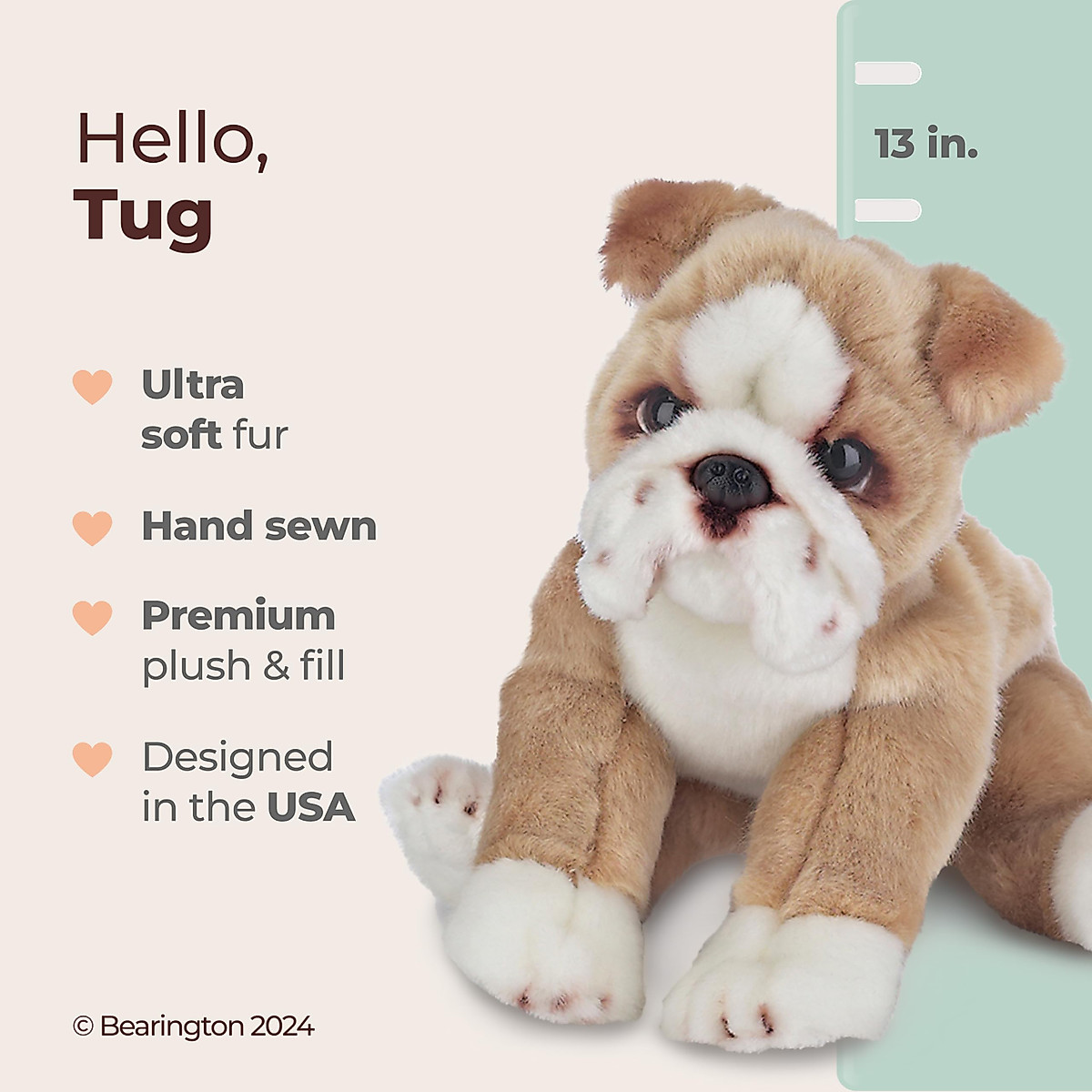 Bearington Collection Tug The English Bulldog Plush, 13 Inch Dog Stuffed Animal