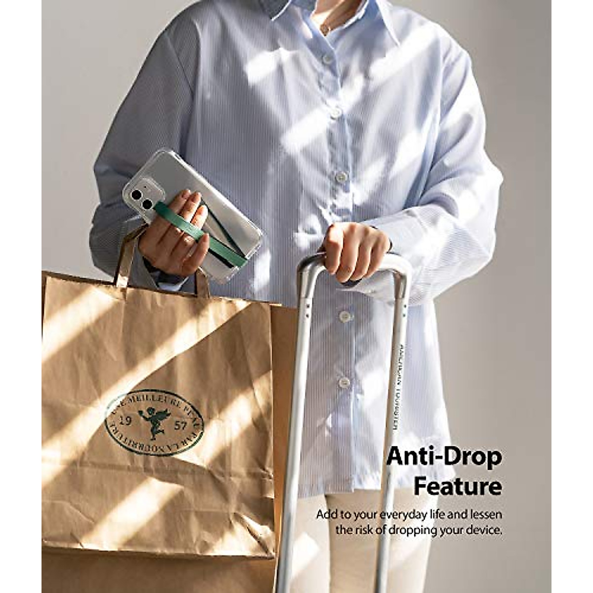 Ringke Band Strap Slim, Microfiber Phone Strap Holders for Smartphone Case - Peacock Green