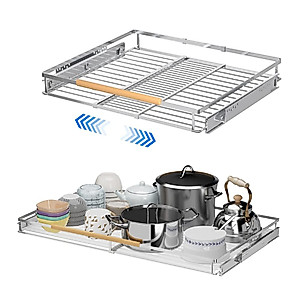 MIYUPTC Large Pull Out Kitchen Cabinet Organizer, 22.7''-39.8''Width, Heavy Duty Slide Out Pantry Shelves Sliding Drawer Storage for Kitchen, Under Sink, Bathroom, Wardrobe, Set of 2