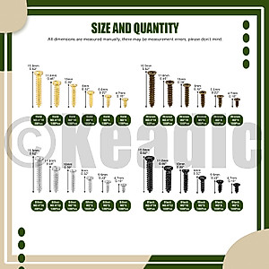 Keadic 2200 Pcs 4 Color Small Self Tapping Screws Assortment Kit, M2*5/6/8/10mm M2.6 * 12/16mm Self-Drilling Flat Cross Head Mini Wood Screw with Plastic Case (Black, Bronze, Silver, Gold)