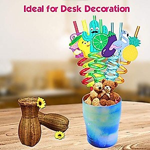 FZR Legend 24 Flamingo Fruit Cactus Reusable Plastic Straws,Hawaiian Beach Cocktail Luau Party Decorations Supplies Favors (24 SET)