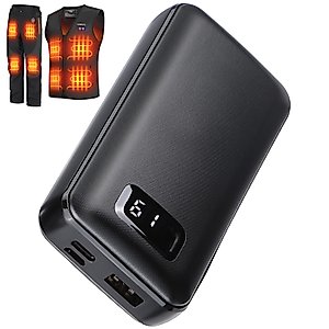 KEMIMOTO 5V 2A Power Bank for Heated Vest,Heated Vest Battery Pack,9600mAh Ultra-Compact Power Bank for Heated Jackets,Pants,Hoodies