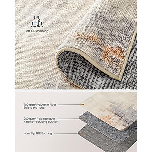 SONGMICS HOME Area Rug, 3x5 ft Rug for Living Room, Non-Slip Carpet, Modern Abstract Style, Home Decor, for Bedroom, Kitchen, Entryway, Dining Room, Machine Washable, Camel Brown UTAR072K01