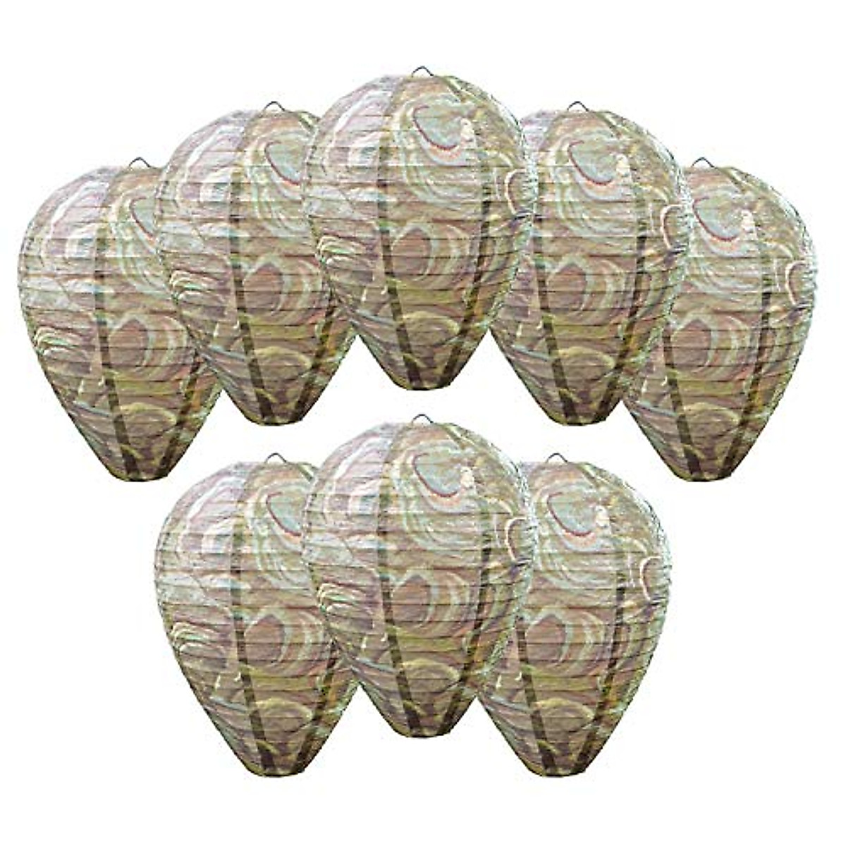 ZeeDix 8 Pack Hanging Paper Fake Wasp Nest Decoy- Eco Friendly Effective Deterrent Bee Hornets Wasp Nest for Outdoor, Home and Garden(8.66"×11",Dark Color)