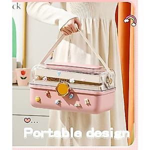 Genérico Organizer Box, Multipurpose Organizer, plastic box to organize, with mirror, 2 layers to organize, all kinds of accessories. (Pink) BBC252501BC