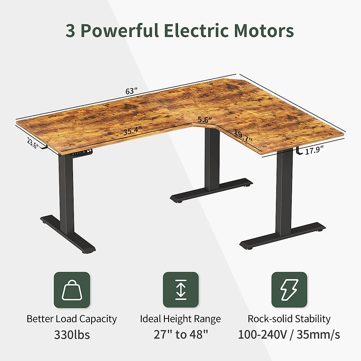 FEZIBO Triple Motor L-Shaped Standing Desk and Anti Fatigue Balance Board(Medium) for Standing Desk Bundle