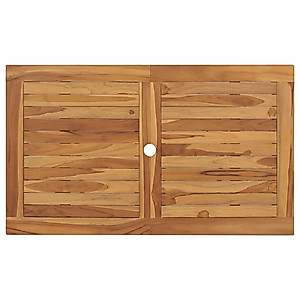 CUSON Garden Table Outdoor with Umbrella Hole | Folding Wooden Patio Dining Table | Foldable Rectangular Table for Backyard, Garden, Poolside, Balcony | Brown Solid Teak Wood 47.2"x 27.6" x 29.5"