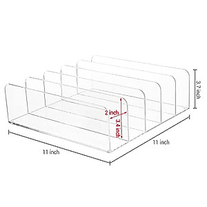 MyGift Clear Premium Acrylic Wallet and Small Purse Organizer with 5 Divided Sections, Clutch Tray Drawer Storage Organizer