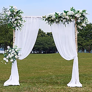 NICETOWN White Tulle Chiffon Sheer Curtains Drapes,Wedding Decorations for Reception Photo Studio Backdrop Party Stage Decorative for Weddings Arch Birthday Party, 4.5ftx10ft, 2 Pieces