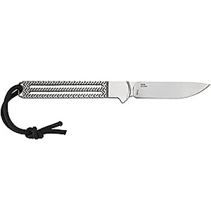 CRKT Testy Fixed Blade Knife with Sheath: Lightweight Everyday Carry, Textured Stainless Steel Handle, Glass Reinforced Nylon Sheath 7524,Silver
