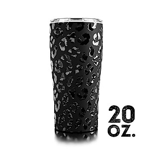 Seriously Ice Cold SIC 20 Oz. Double Wall Vacuum Insulated 18/8 Stainless Steel Travel Tumbler Mug | Powder Coated with Splash Proof BPA Free Lid | Coffee, Tea, Wine, and Cocktails (Leopard Eclipse)