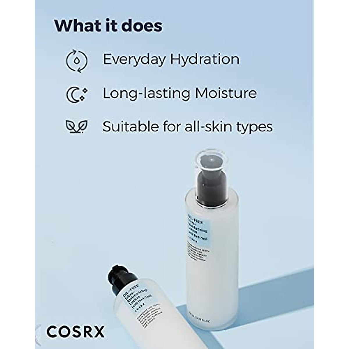 COSRX Oil Free Lotion with Birch Sap, Daily Acne Facial Moisturizer, 3.38 fl.oz / 100ml, Hydrating moisturizer for all skin types, Korean skincare, Paraben free