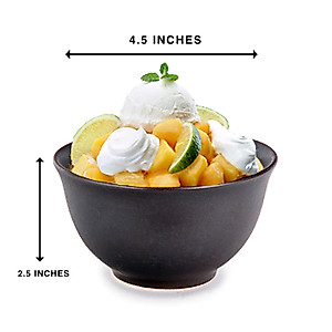 Happy Sales HSRSB-CDTURQ4, Japanese Style Ceramic Rice Bowls, Soup, Cereal, Dessert Bowls 4 pc, Caldera Turquoise