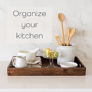 Otucha Large Ottoman Tray 20x14 - Stylish Coffee Table Tray for Living Room, Extra Large Serving Tray for Ottoman, Decorative Wooden Tray for Home Decor & Coffee Bar Accessories (Dark Brown)