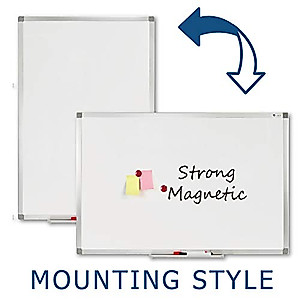 V VAB-PRO 24x36 inch Magnetic Dry Erase White Board w/ Pen Tray, Accessories & Installation Kit; Wall Mount, Aluminum Frame. for Office, Home and School- WYP1272436