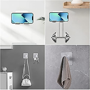 2 PCS Shower Phone Holder, Shower Phone Mount Phone Holder for Shower Wall Mount Phone Holder Phone Wall Mount Adjustable Cellphone Stand Cell Phone Stand with Adhesive Pads for Bathroom Kitchen
