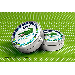 Snappy Alligator Valentine Party Favor Sticker Labels for Boys, 40 2" Party Circle Stickers by AmandaCreation, Great for Classroom Valentines, Envelope Seals, Gifts & Treats