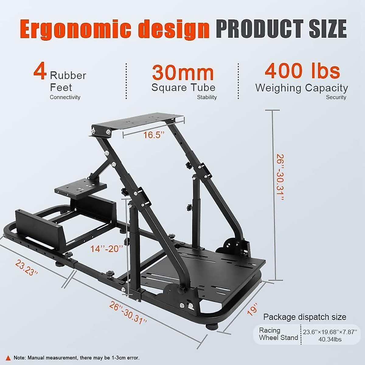 Supllueer Racing Simulator Cockpit with Dual Reinforcement Arm Compatible with Logitech G25 G27 G29 G920 G923 Thrustmaster T300, Steering Wheel Stand, Wheel Pedals and Seat Not Include