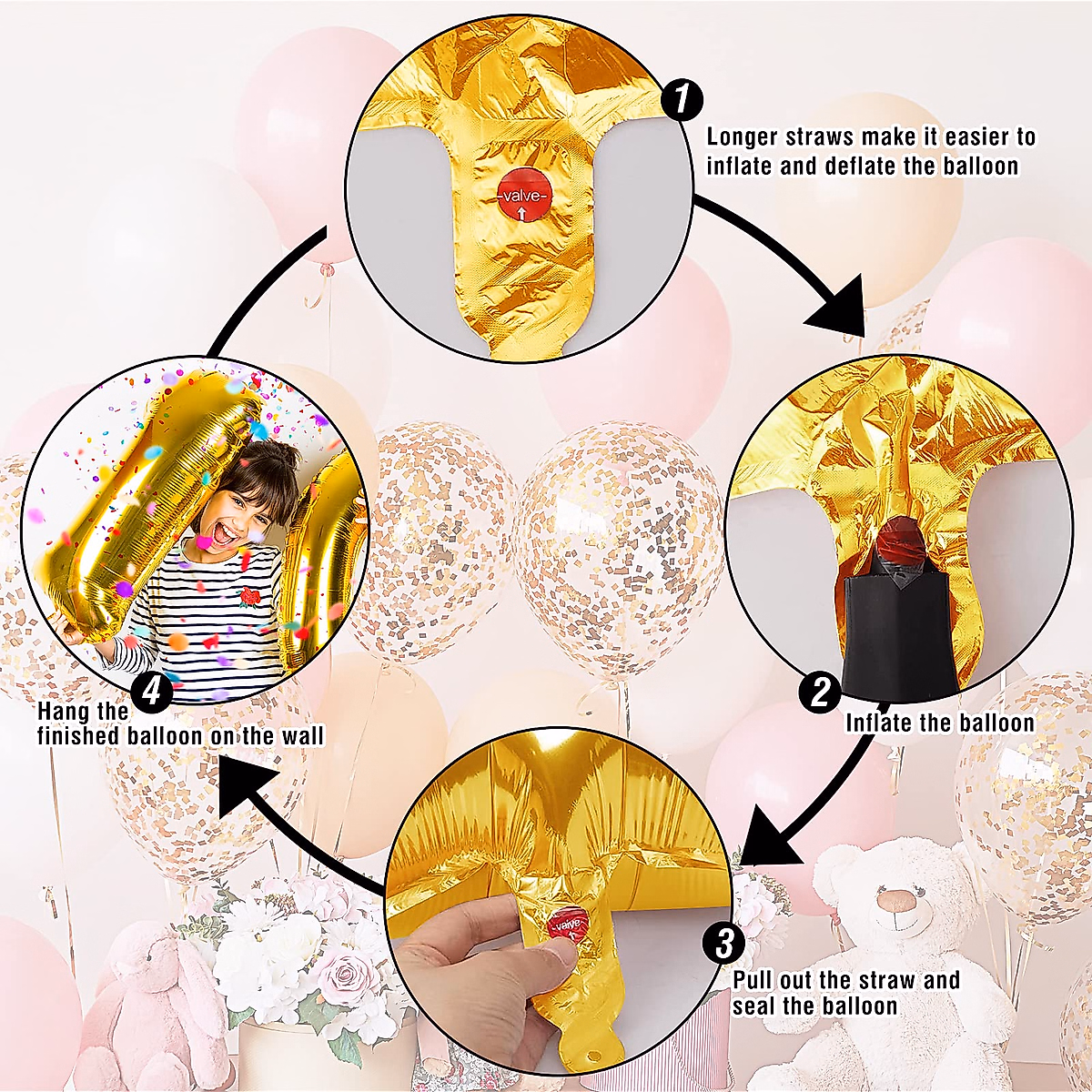 Smlpuame 40 inch Number Balloon 0-9 Gold Large Number 1 Balloons,Digital Balloons for Birthday Party Celebration Decorations Supplies, Helium Foil Number Balloons for Wedding Anniversary