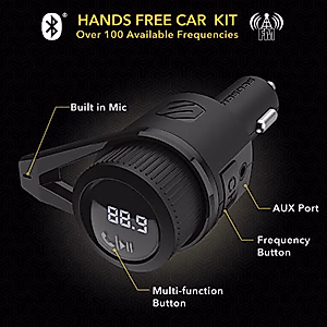 SCOSCHE BTFM5 Bluetooth Hands-Free Car Kit with Digital FM Transmitter and Dual 12W USB Charging Ports For Vehicles