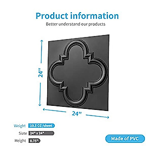 Art3d Decorative Drop-in Ceiling Tiles 24x24, Pack of 48pcs in Black