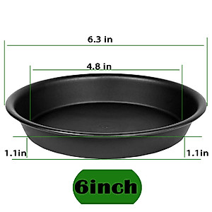 Bleuhome 6 Pack Plant Saucer Tray, 4 6 8 10 12 13 15 17 19 inch Plant Saucers, Heavy Duty Plastic Plant Saucers for Indoors, Bird Bath Bowls, Flower Plant Water Trays for pots Planter (6", Black)