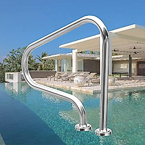 Pool Handrails, Swimming Pool Handrail for Indoors and Outdoor, 304 Stainless Steel, Hand Grab Rail for Garden Backyard Water Parks | Easy to Install