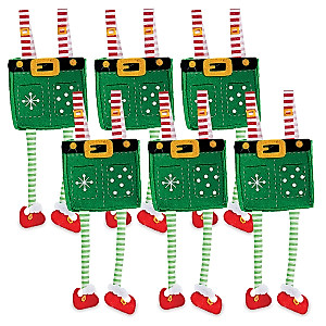 Elf Pants Christmas Treat Bags, Set of 6 Gift Bags for Children Holiday Parties Teachers Decorations