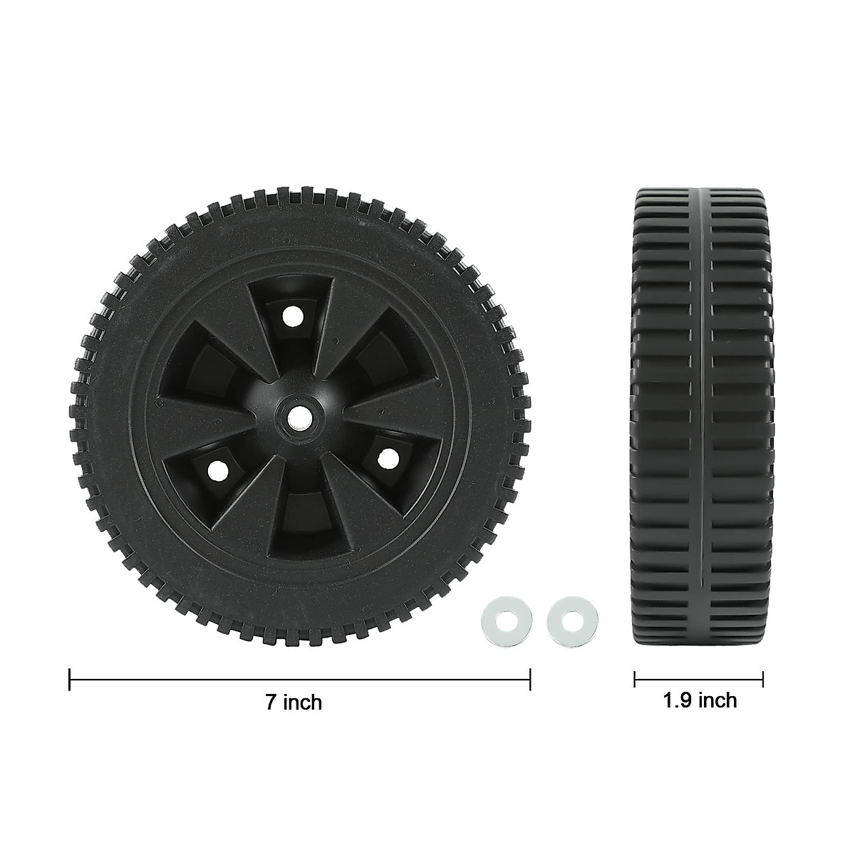 YIHAM G437-0037-W1 7 Inch Grill Wheels Replacement Kit for Charbroil 463344015 463436215 463370516 463341918 Black Blow Molded Plastic Wheels Charbroil Grill Accessories BBQ Wheels 2 PCS