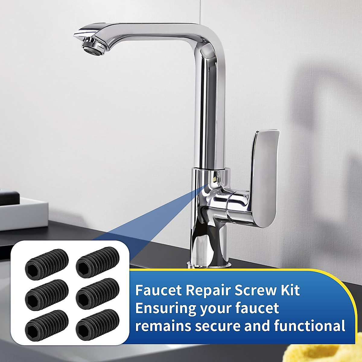 155023 Screw kit Compatible with Moen, 6 Pieces Set Screws Replacement Kits for Moen Kitchen Faucet, Black