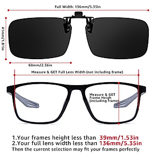 Trysee Clip on Sunglasses Over Prescription Glasses for Men Women Polarized Flip Up for Eyeglasses Anti Glare TS309