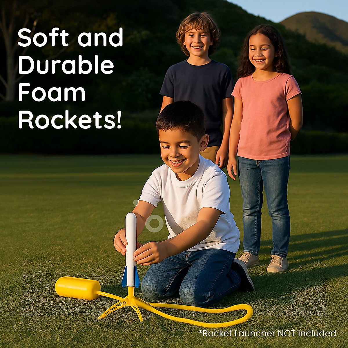 Botabee Glow-in-The-Dark Soft Foam Rocket Refills for Rocket Launchers | Compatible with Stomp Rocket® Jr. Glow Rocket Launcher | 6 Pack Replacement Air-Powered Foam Rockets