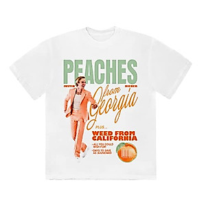 Justin Bieber Official Peaches from Georgia' T-Shirt—Unisex Crewneck Short Sleeve Graphic Tee (White)