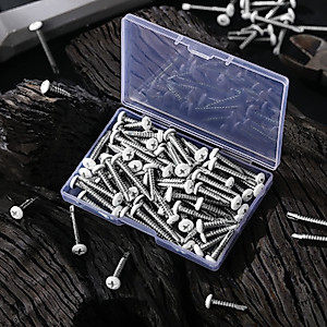 100 Pcs 5 Size #8 White Screws White Wood Screws White Pan Head Screws White Sheet Metal Screws Stainless Steel Screws Wall Plate Fast Self Tapping Screws Thread Truss for Switches Covers Replacement