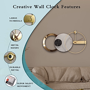 PSYCHE GOD Extra Modern Large Wall Clock 33 inch Black and Gold Battery Operated Decorative Wall Clocks European Style Living Room Metal Silent Big Clocks for Wall,Home,Bedroom