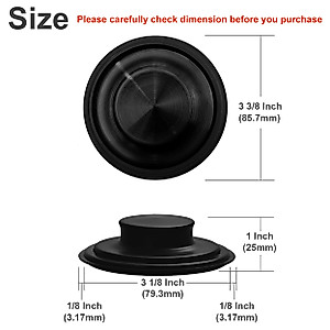 3 3/8 inch (8.57Cm) - Black Kitchen Garbage Disposal Plug Sink Stopper Stainless Steel Fits Standard Kitchen Drain with Garbage Disposal Size of 3 1/2 Inch (3.5 Inch) Diameter - Electroplated Coated