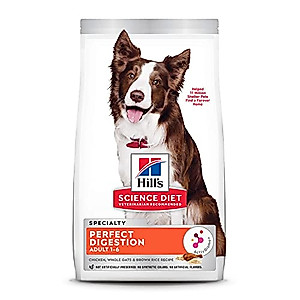 Hill's Science Diet Adult Dry Dog Food, Perfect Digestion, Chicken, Brown Rice, & Whole Oats Recipe, 12 lb. Bag