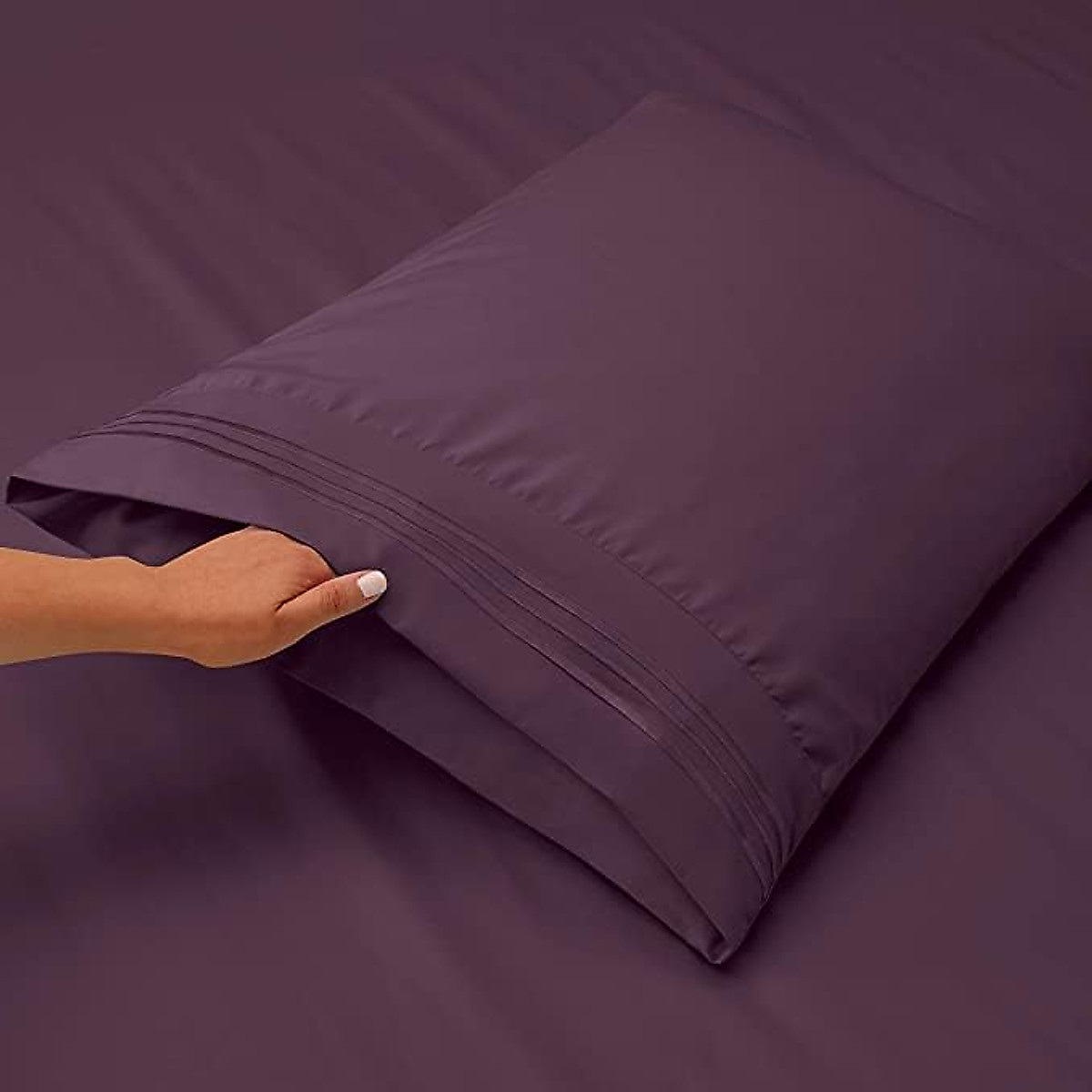 KAYLEN HOME 1800 TC Deep Pocket Full Size Sheets Set up to 16" - Hotel Luxury Extra Soft Brushed Microfiber 4 PC Bed Sheet Set, Eggplant